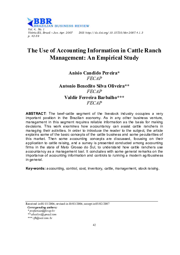 (PDF) The Use of Accounting Information in Cattle Ranch Management: An ...