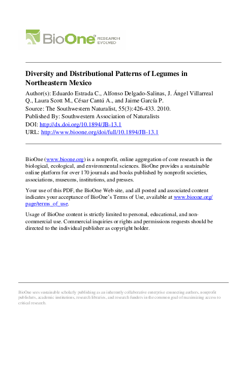 (PDF) Diversity and Distributional Patterns of Legumes in Southern ...