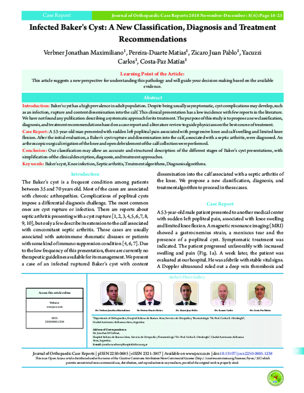 (PDF) Infected Baker's Cyst: A New Classification, Diagnosis and ...