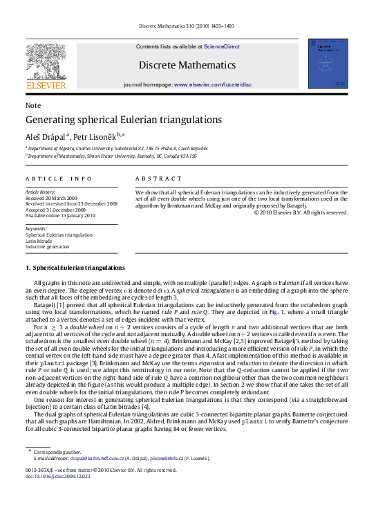 (PDF) Generating spherical Eulerian triangulations