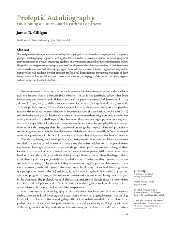 (PDF) Proleptic Autobiography