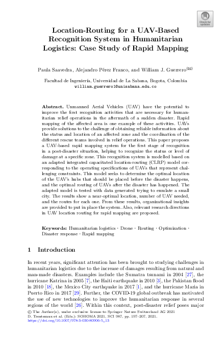 (PDF) Location-Routing for a UAV-Based Recognition System in Humanitarian Logistics: Case Study ...
