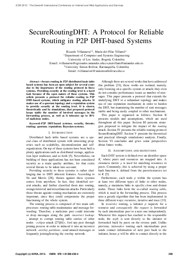 Pdf Secureroutingdht A Protocol For Reliable Routing In P2p Dht