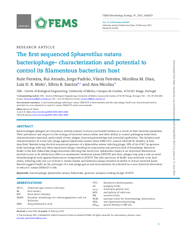 (PDF) The first sequenced Sphaerotilus natans bacteriophage ...