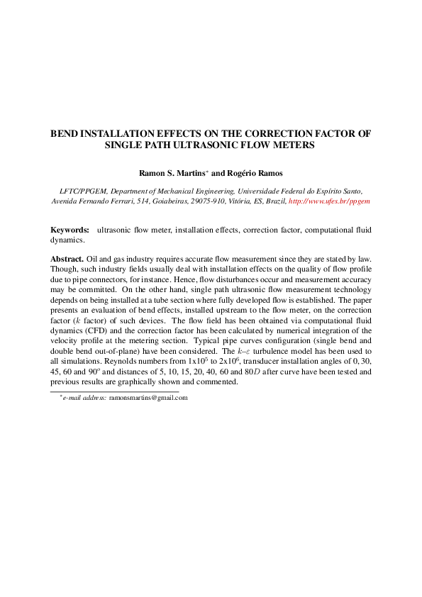 (PDF) Bend installation effects on the correction factor of single-path ...