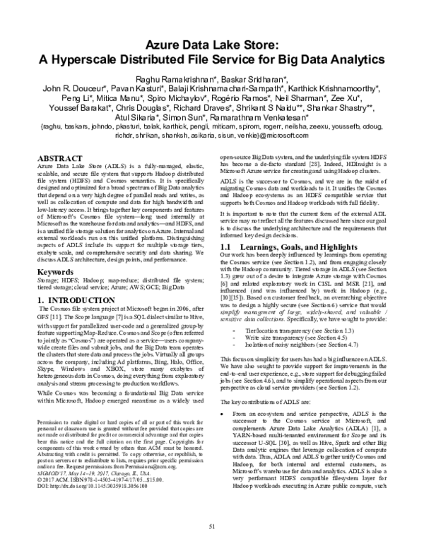 (PDF) Azure Data Lake Store