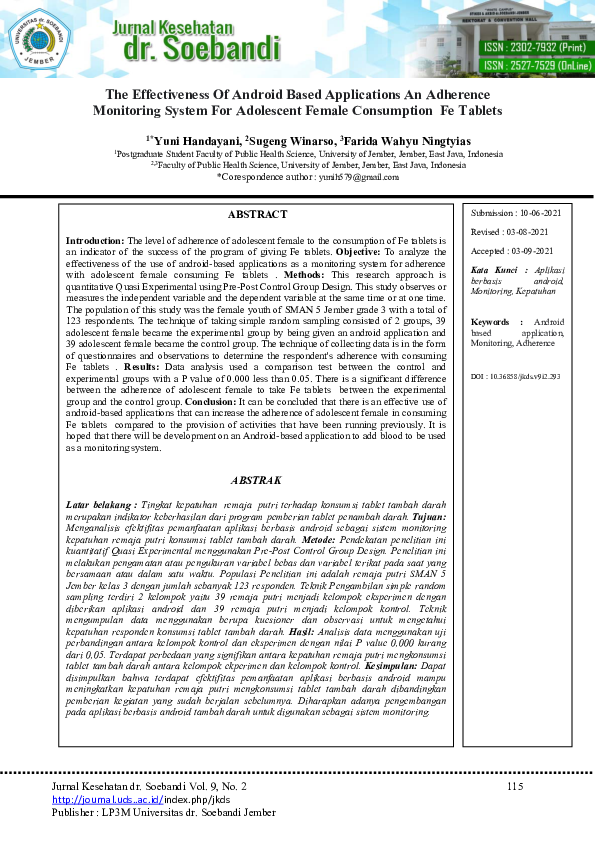 Pdf The Effectiveness Of Android Based Applications An Adherence