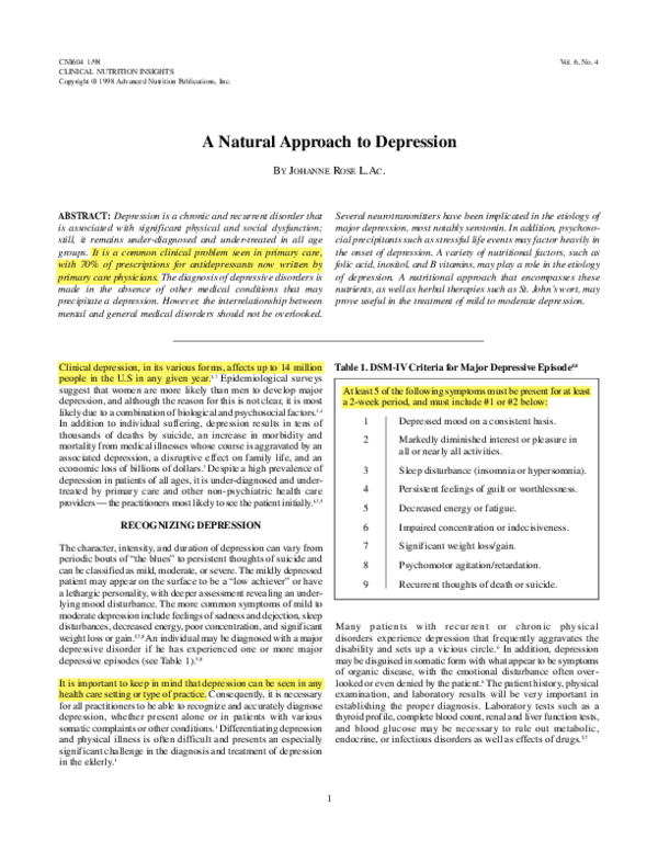 (PDF) A Natural Approach to Depression