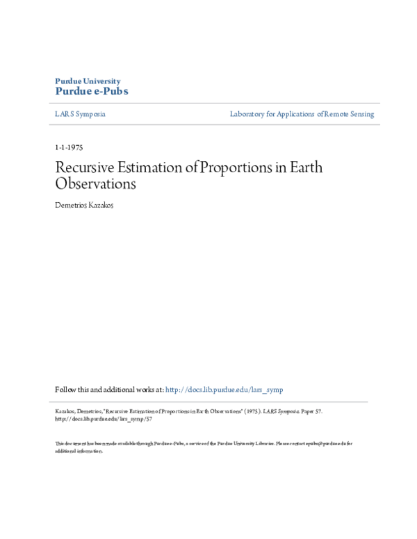 (PDF) Recursive Estimation of Proportions in Earth Observations | Demetrios Kazakos - Academia.edu
