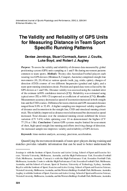 (PDF) The Validity and Reliability of GPS Units for Measuring Distance ...