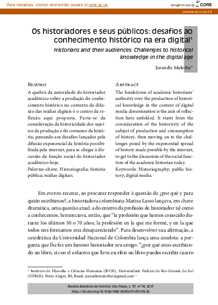 (PDF) Historians and their audiences : challenges to historical ...