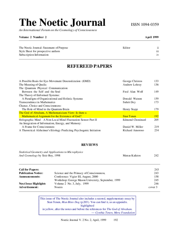 (PDF) The God of Abraham, A Mathematician's View: Is there a ...