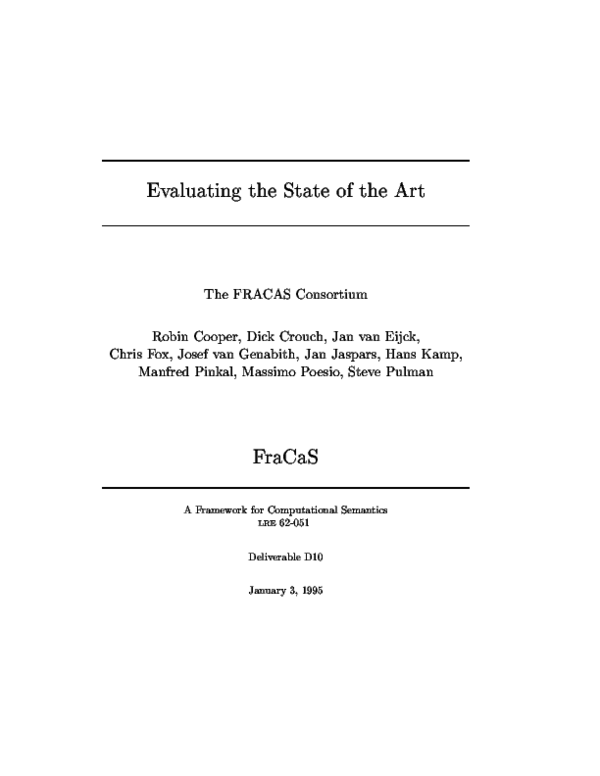 (PDF) Evaluating the State of the Art | Richard Crouch - Academia.edu