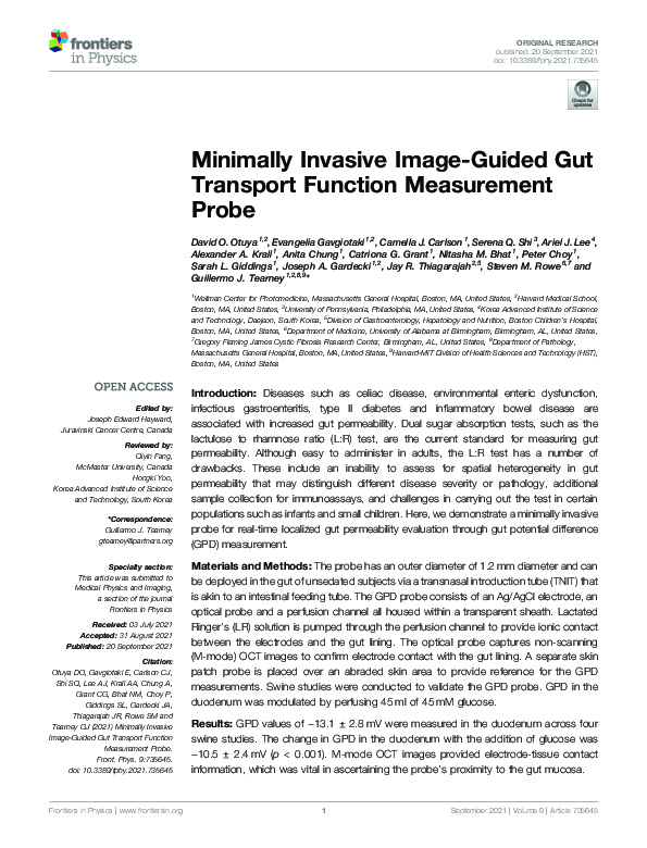 (PDF) Minimally Invasive Image-Guided Gut Transport Function Measurement Probe