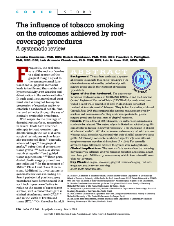 (PDF) The Influence of Tobacco Smoking on the Outcomes Achieved by Root ...