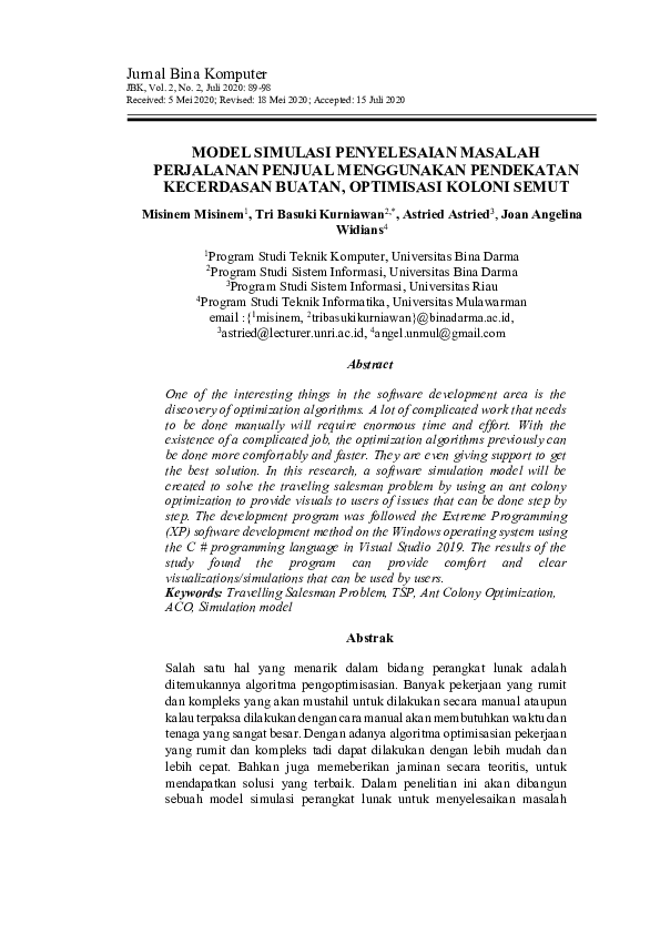 (PDF) Model Simulasi Penyelesaian Masalah Perjalanan Penjual ...