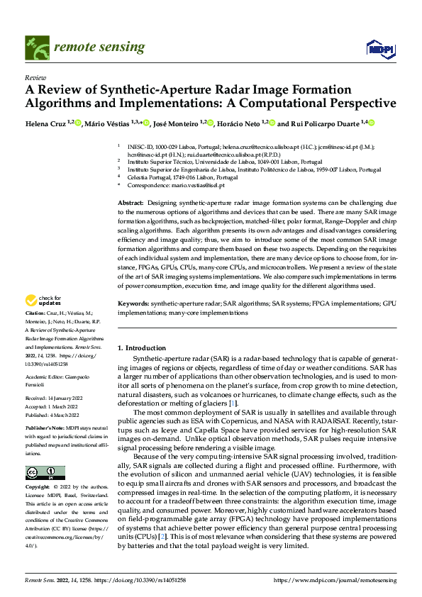 Pdf A Review Of Synthetic Aperture Radar Image Formation Algorithms And Implementations A