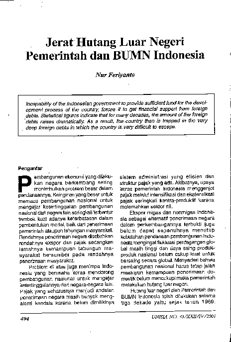 (PDF) Jerat Hutang Luar Negeri Pemerintah dan BUMN Indonesia