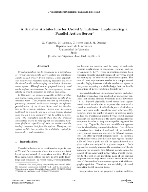 Pdf A Scalable Architecture For Crowd Simulation Implementing A