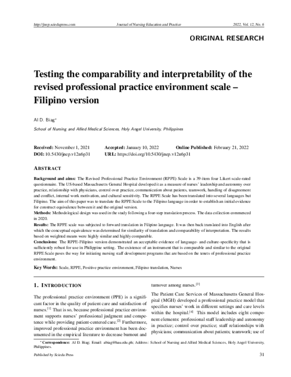 (PDF) Testing the comparability and interpretability of the revised ...