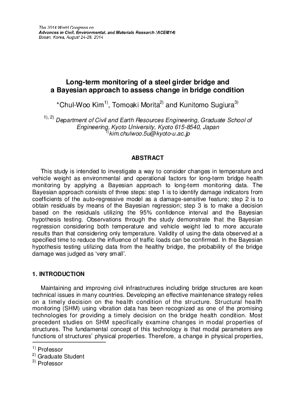 (PDF) Long-term monitoring of a steel girder bridge and a Bayesian approach to assess change in ...