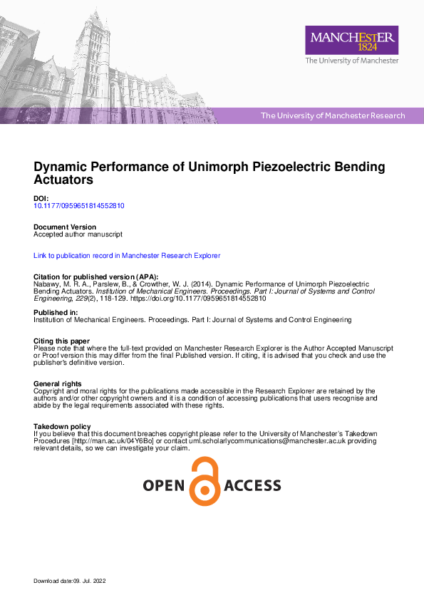 (PDF) Dynamic performance of unimorph piezoelectric bending actuators