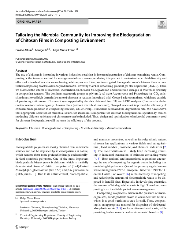 (PDF) Tailoring the Microbial Community for Improving the ...