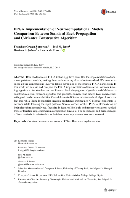(PDF) FPGA Implementation of Neurocomputational Models: Comparison Between Standard Back ...