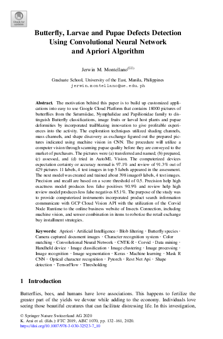 (PDF) Butterfly, Larvae and Pupae Defects Detection Using Convolutional Neural Network and ...