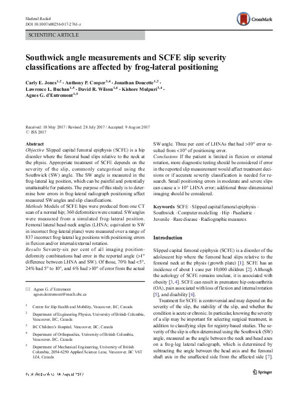 (PDF) Southwick angle measurements and SCFE slip severity ...