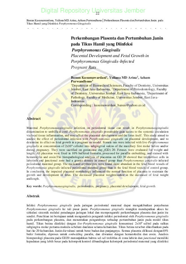 (PDF) Perkembangan Plasenta dan Pertumbuhan Janin pada Tikus Hamil yang ...