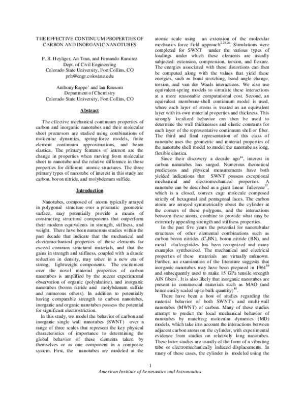 (PDF) The Effective Continuum Properties of Carbon and Inorganic Nanotubes
