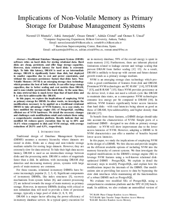 (PDF) Implications of non-volatile memory as primary storage for ...