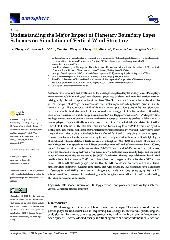 Pdf Understanding The Major Impact Of Planetary Boundary Layer Schemes On Simulation Of