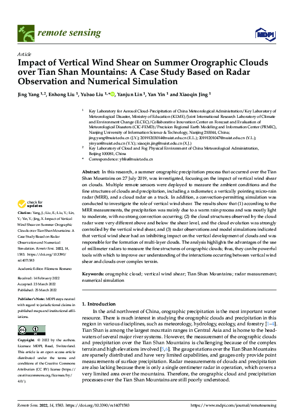 (PDF) Impact of Vertical Wind Shear on Summer Orographic Clouds over ...
