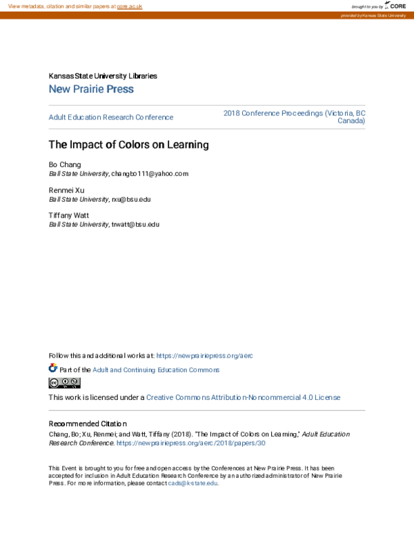 (PDF) The Impact of Colors on Learning