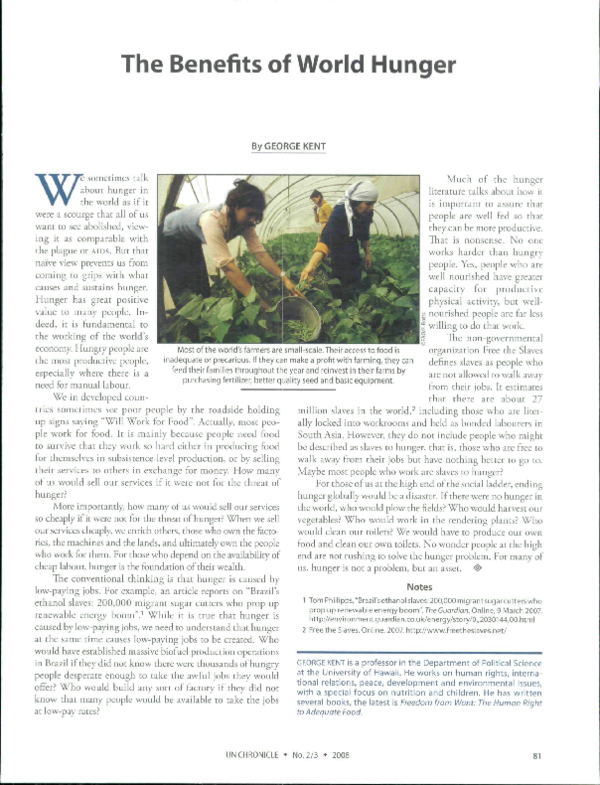 (PDF) The benefits of world hunger