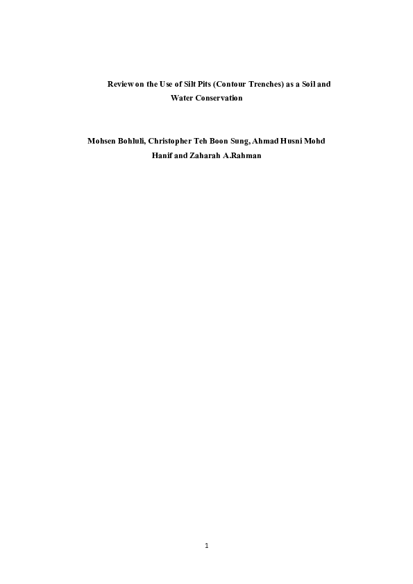 (PDF) Review on the use of silt pits (contour trenches) as a soil and ...