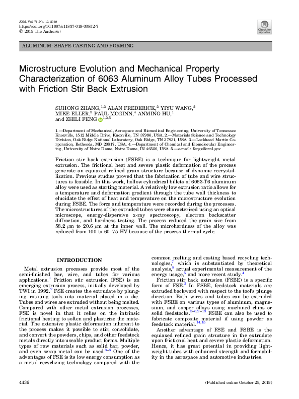 (PDF) Microstructure Evolution and Mechanical Property Characterization ...