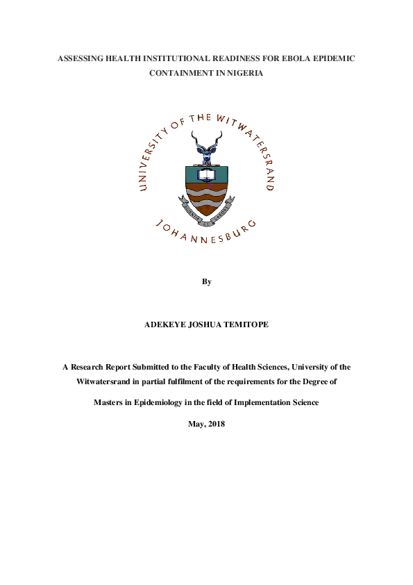 (PDF) Assessing health institutional readiness for Ebola epidemic ...