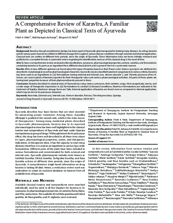 (PDF) A Comprehensive Review of Karavīra, A Familiar Plant as Depicted ...