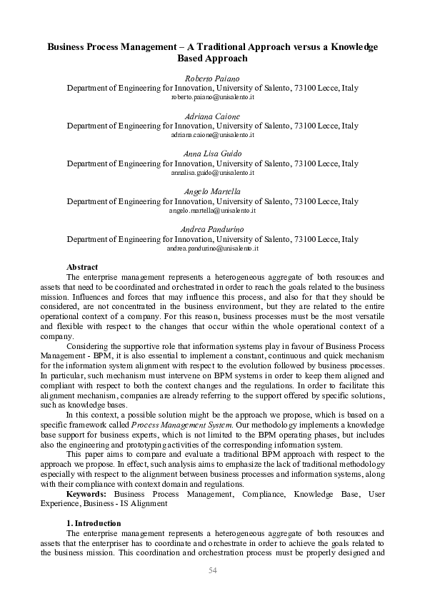 (PDF) Knowledge-Based vs Traditional Approaches in BPM
