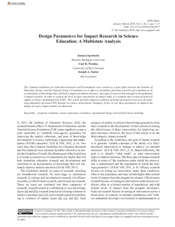 (PDF) Design Parameters for Impact Research in Science Education