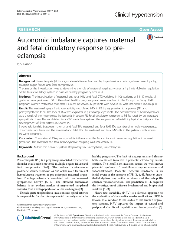 (PDF) Autonomic imbalance captures maternal and fetal circulatory ...