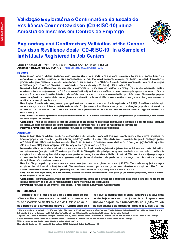 (PDF) Validação Exploratória e Confirmatória da Escala de Resiliência ...