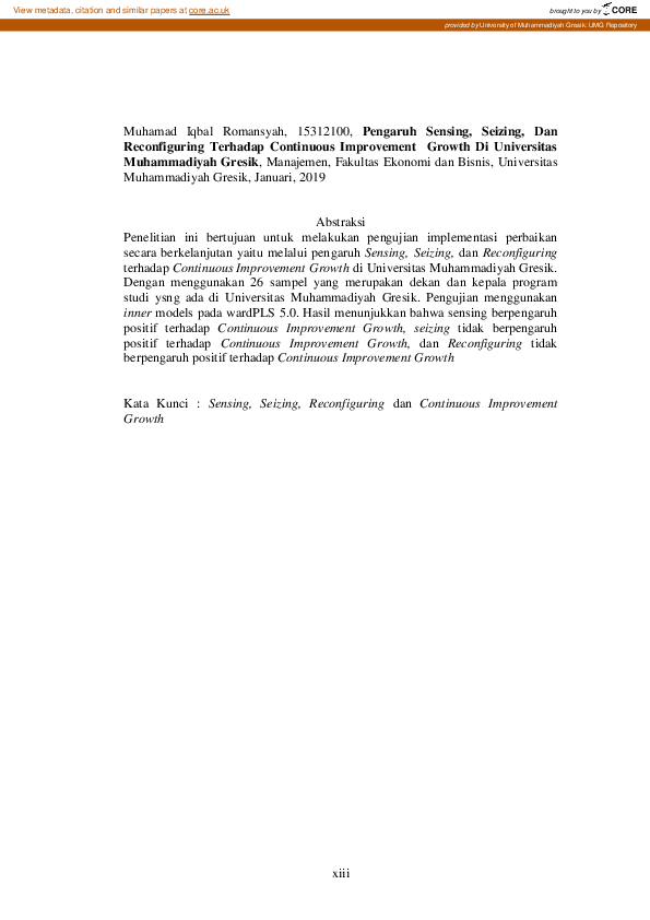 (PDF) Pengaruh Sensing, Seizing, Dan Reconfiguring Terhadap Continuous ...