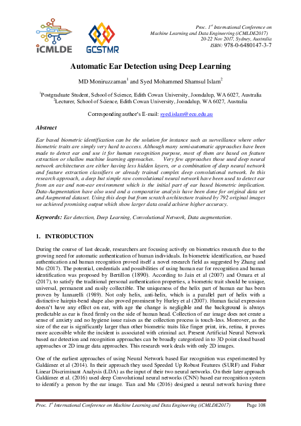 (PDF) Automatic ear detection using deep learning