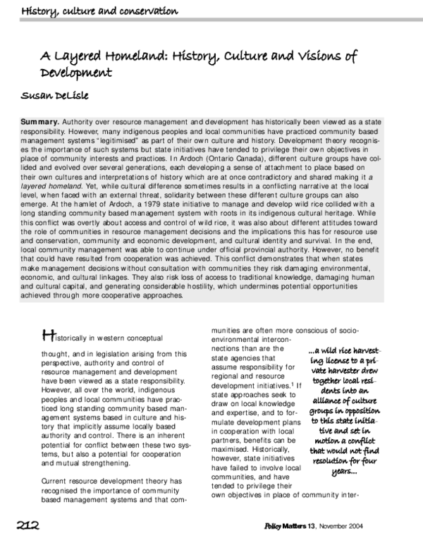 (PDF) History , culture and conservation A Layered Homeland : History ...