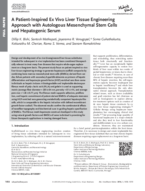 (PDF) A Patient-Inspired Ex Vivo Liver Tissue Engineering Approach with ...