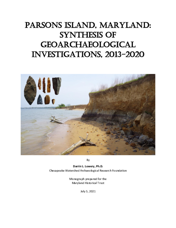 (PDF) Parsons Island Maryland Synthesis of Geoarchaeological Investigations